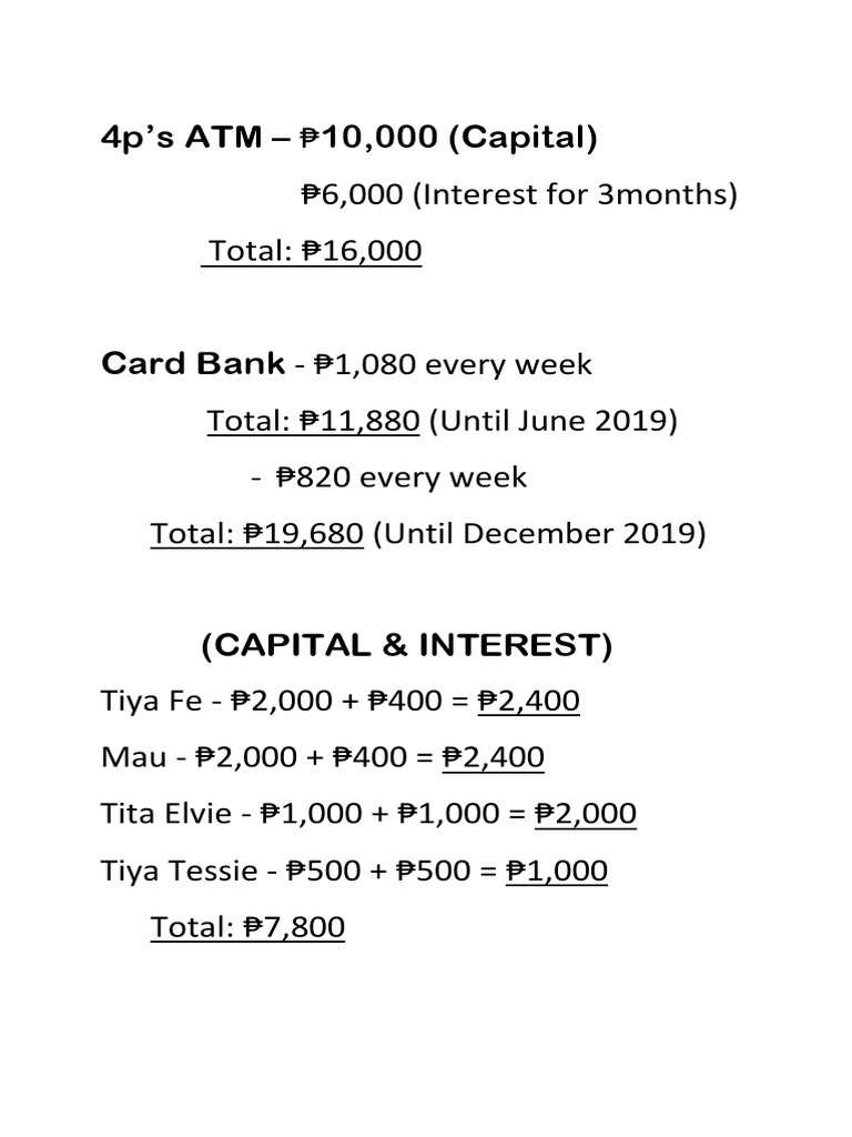 4p's ATM - 10,000 (Capital) | PDF | Finance & Money Management