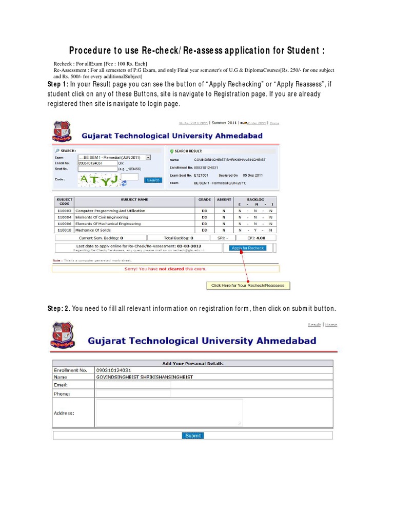 Recheck/Reassess Guide for Students | PDF | Career & Growth