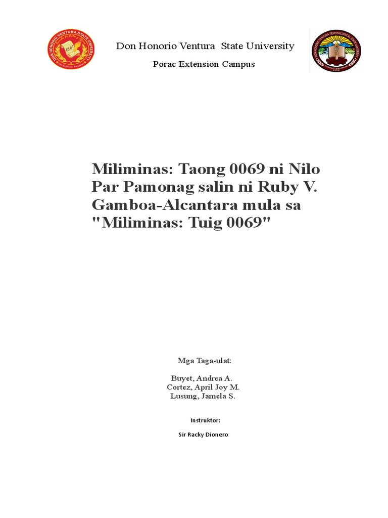 Miliminas Group 1 | PDF