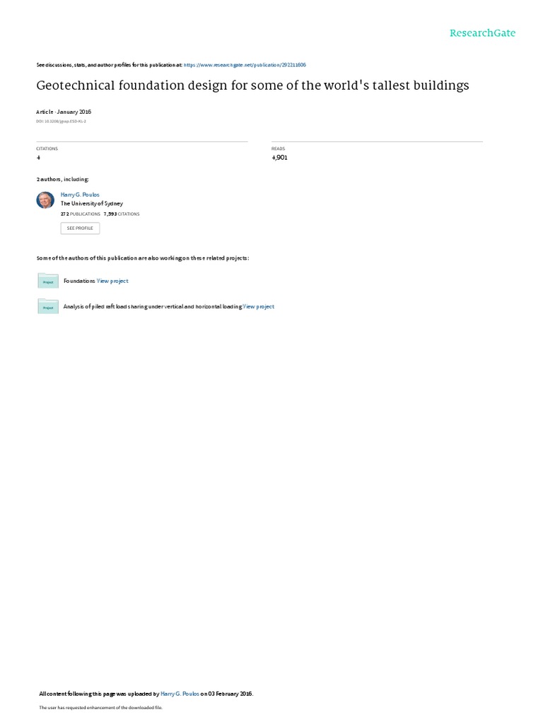 Geotechnical Foundation Design For Some of The Wor | PDF | Deep ...