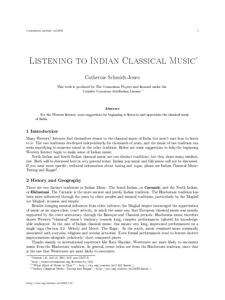 Listening To Indian Classical Music | PDF | Harmony | Rhythm