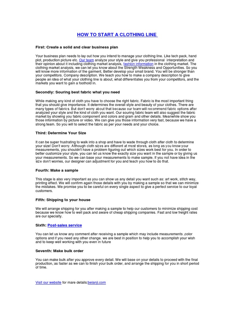 How To Start A Clothing Line PDF | PDF | Market Analysis | Clothing