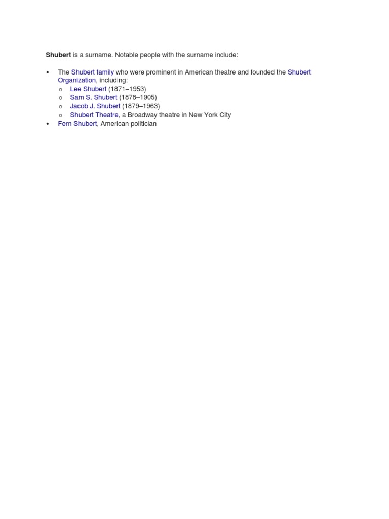 Notable People with the Shubert Surname | PDF