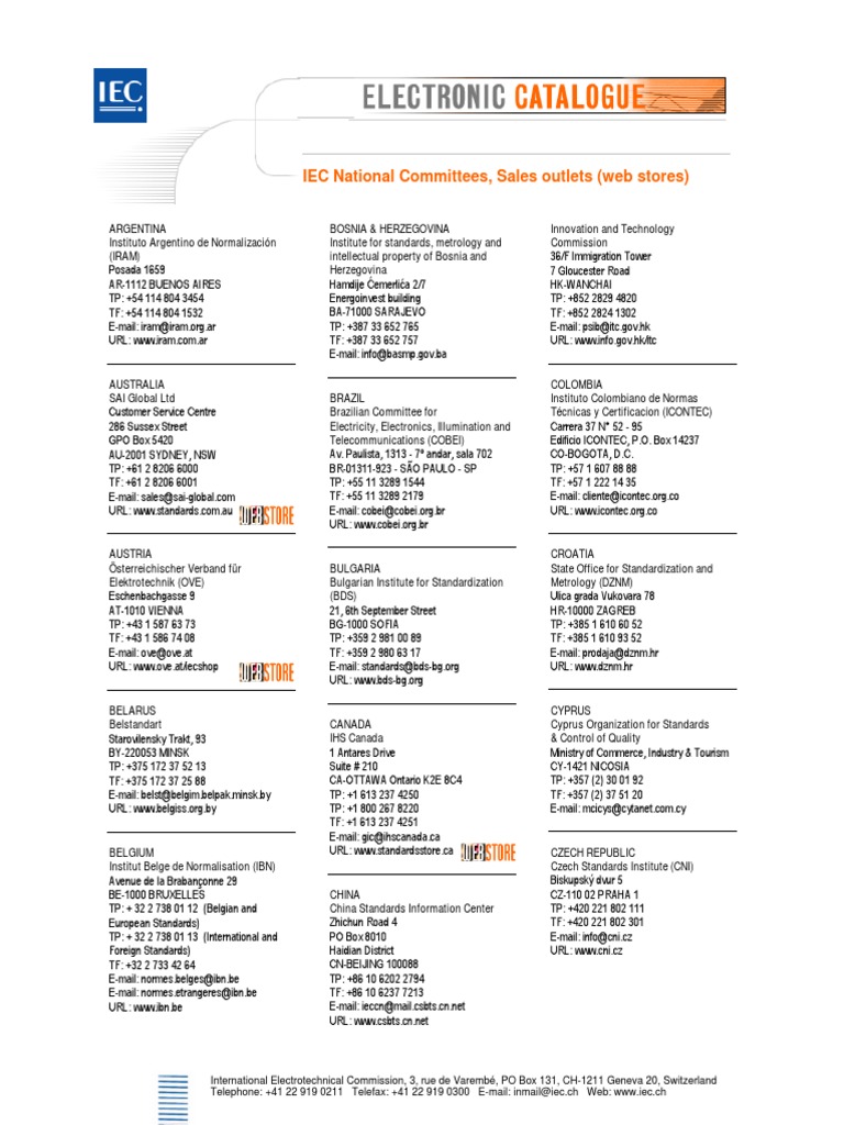 IEC National Committees, Sales Outlets (Web Stores) | PDF | Reference ...