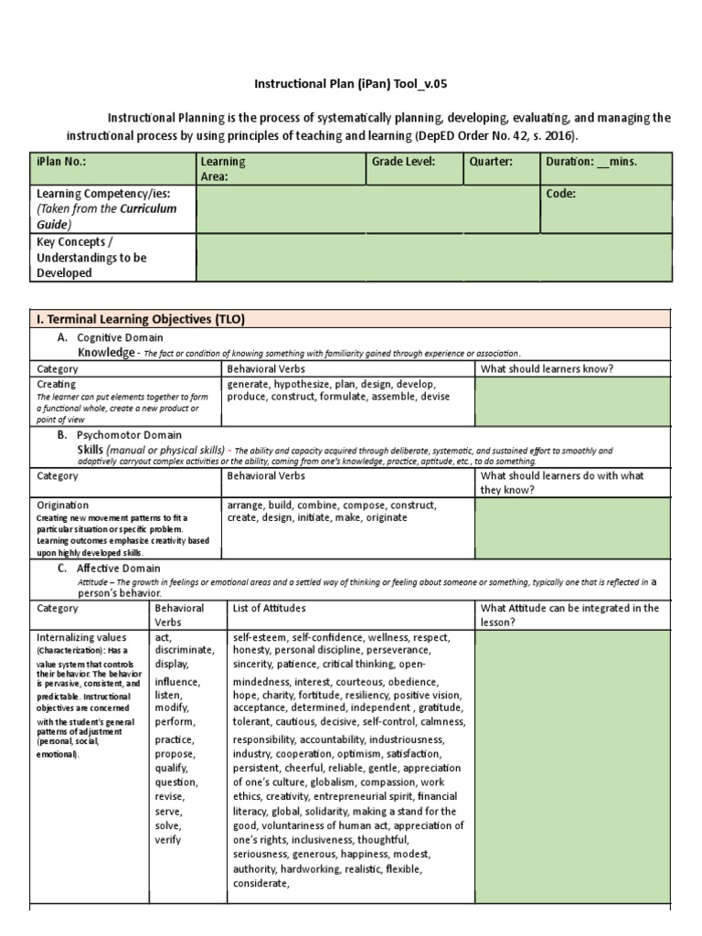 I Plan | PDF | Educational Assessment | Attitude (Psychology)