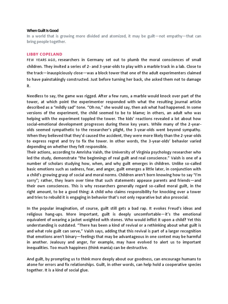 When Guilt Is Good | PDF | Guilt (Emotion) | Sympathy