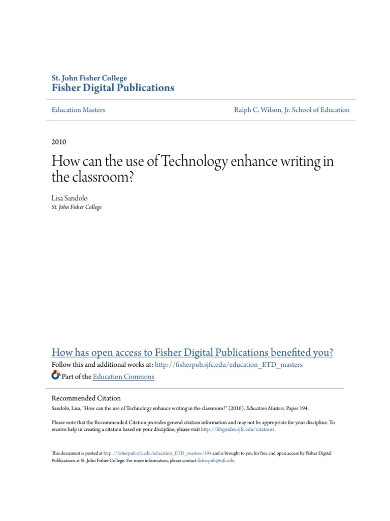 How Can The Use of Technology Enhance Writing in The Classroom | PDF ...