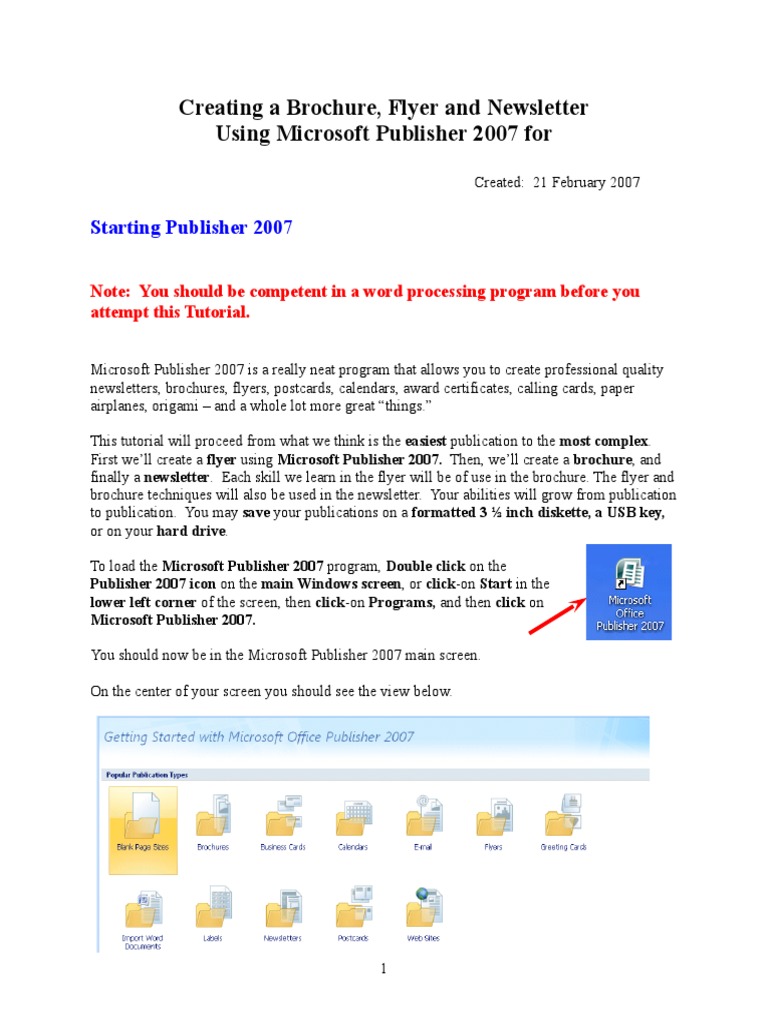 Publisher 2007 Tutorial | PDF | Menu (Computing) | Cursor (User Interface)