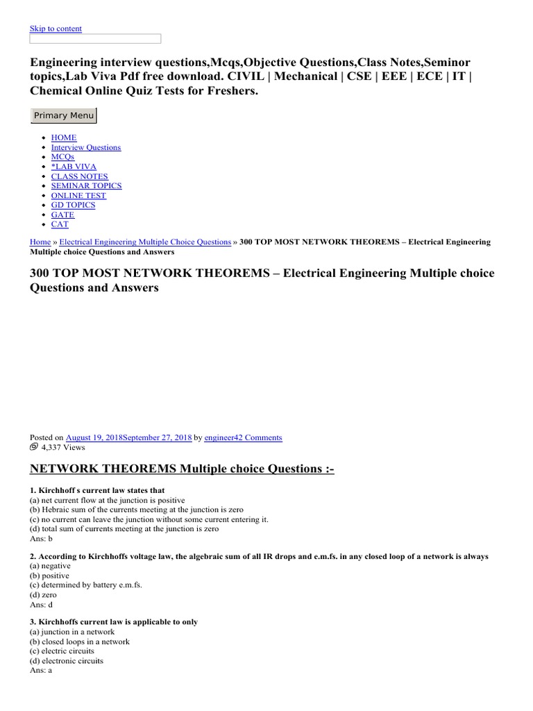 Network Theorems | PDF | Electrical Network | Series And Parallel Circuits