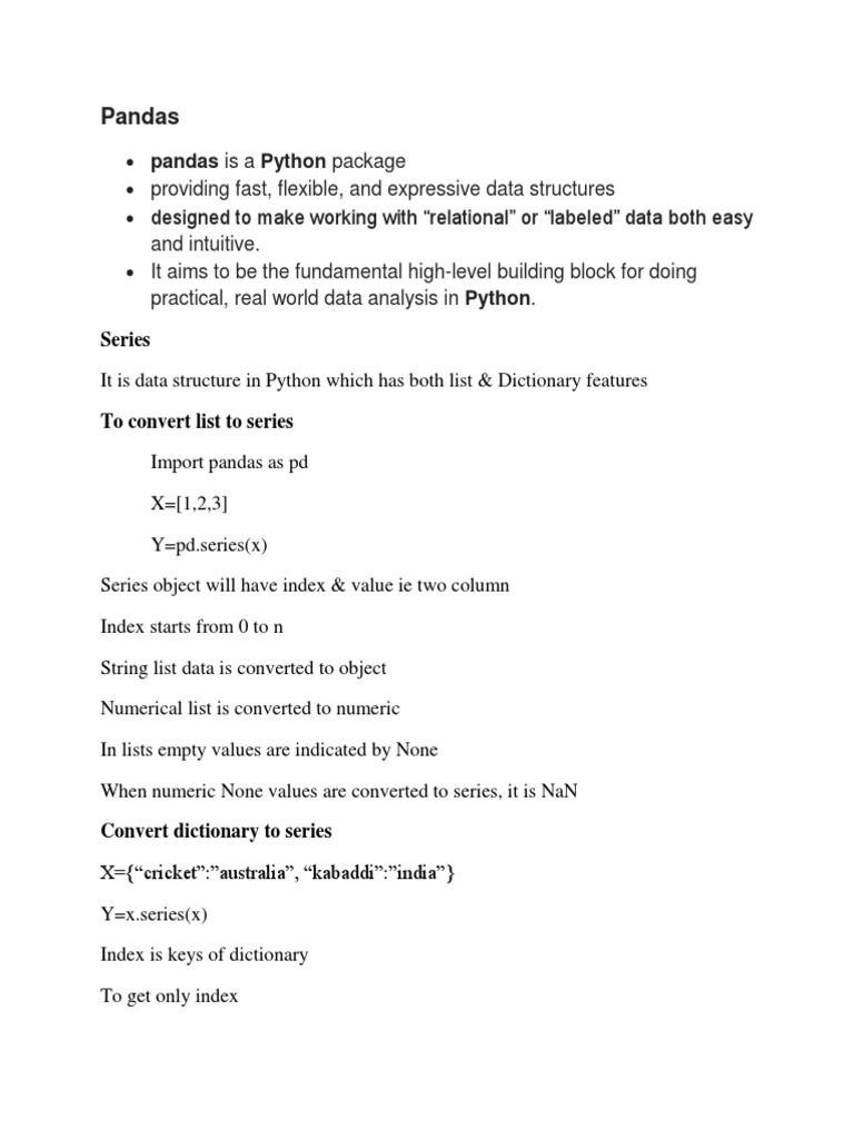 Pandas | PDF | Python (Programming Language) | Data