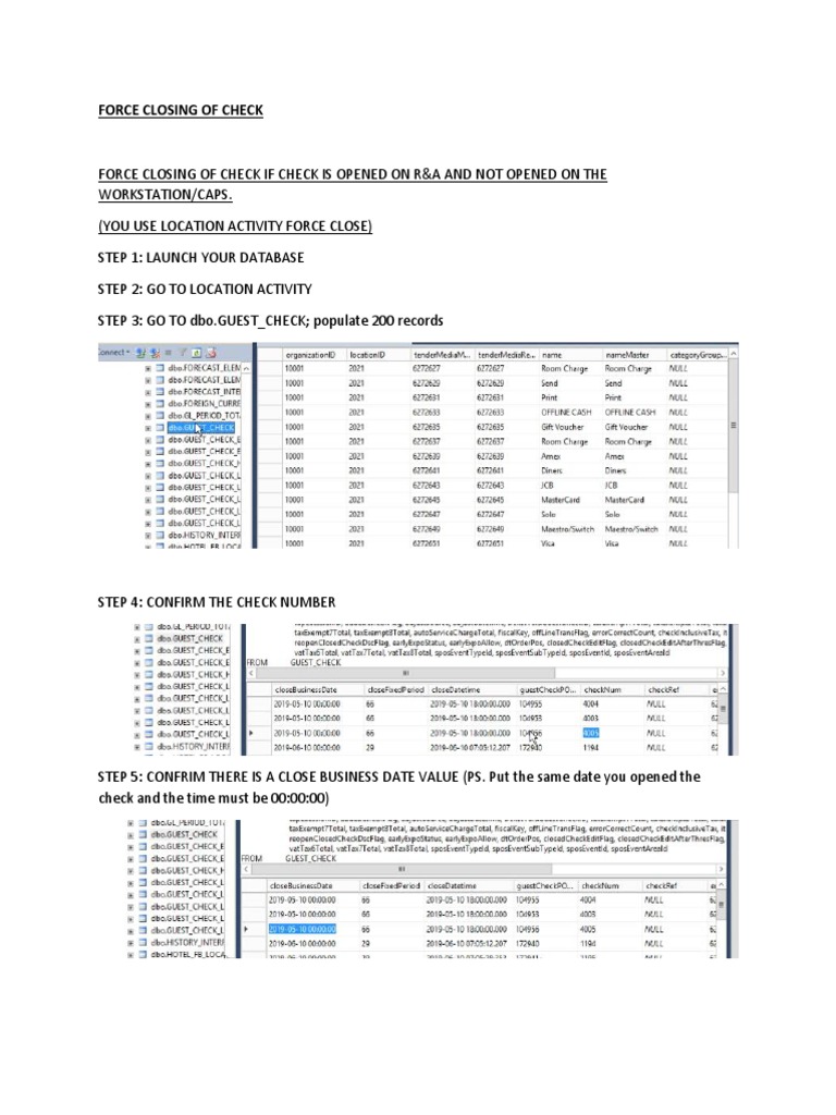 Force Closing of Check Simphony | PDF | Workstation | Data Management