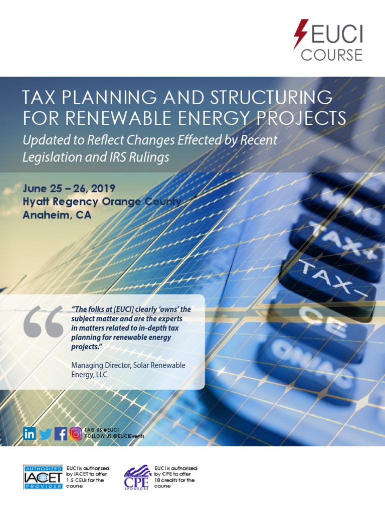 Renewable Energy Tax Planning Course | PDF | Tax Credit | Taxes