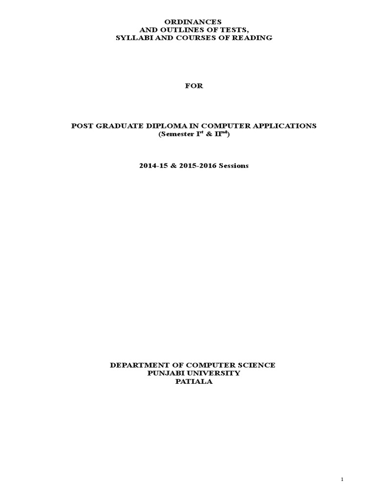 Post Graduate Diploma in Computer Applications (Semester I & II) | PDF ...
