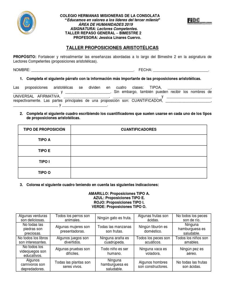 Taller Lectores Competentes - Grado Cuarto | PDF | Proposición | Gatos