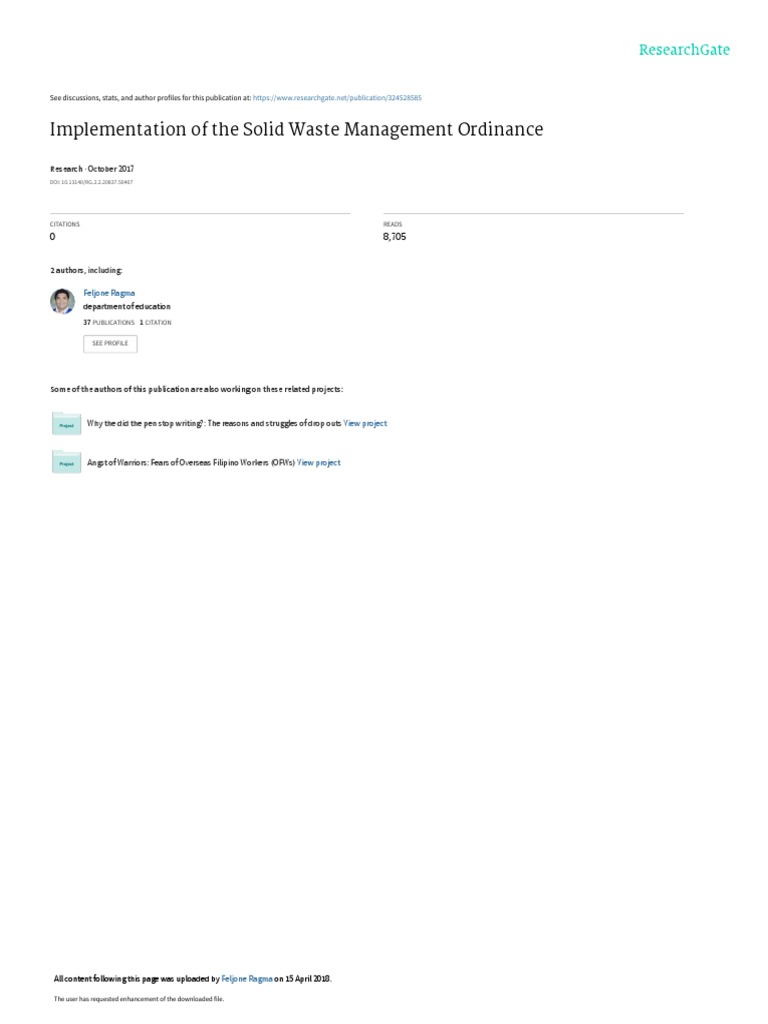 Solid Waste Management Ordinance | PDF | Incineration | Municipal Solid ...