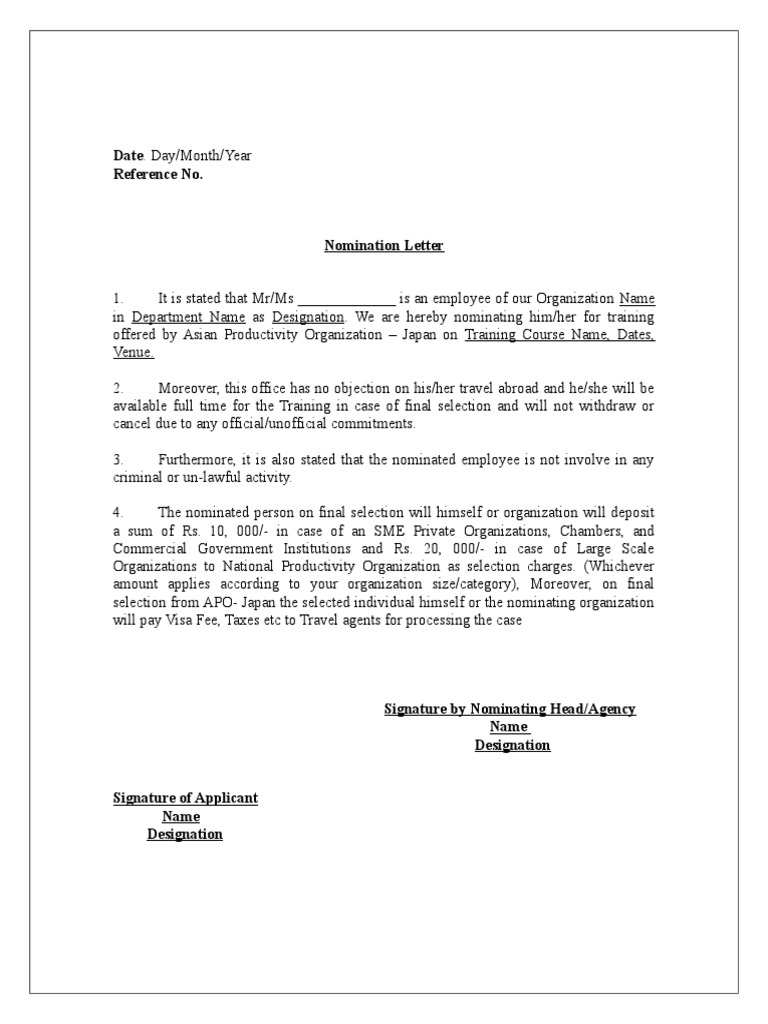 Employee Nomination for Training Program | PDF
