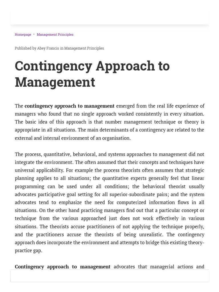 Understanding Contingency Management Theory | PDF | System | Systems Theory