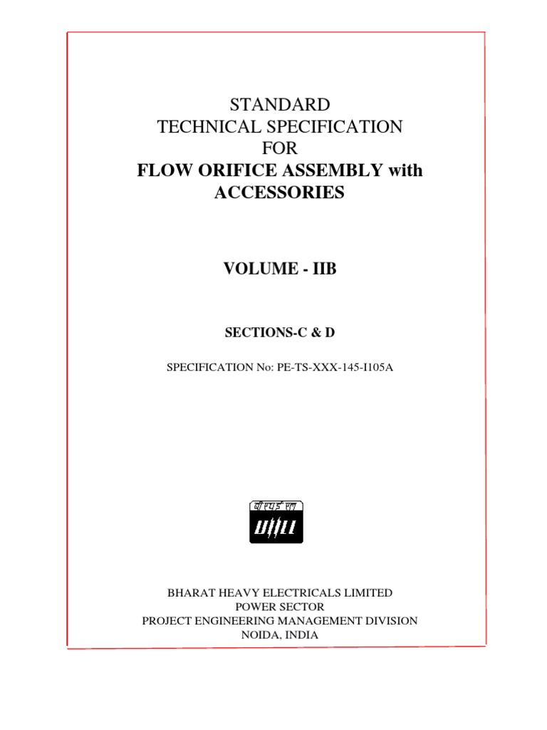 Technical Specifications and Data Sheets for Flow Orifice Assembly ...