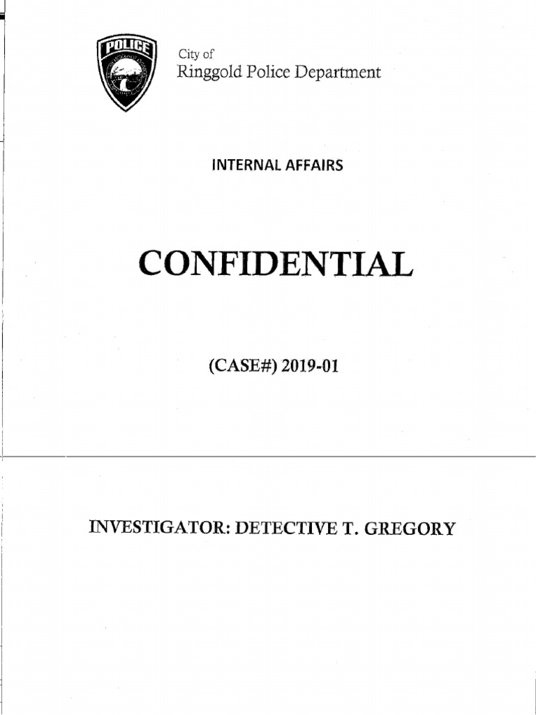Ringgold Police Internal Investigation Report On Sgt. Scott Martin | PDF