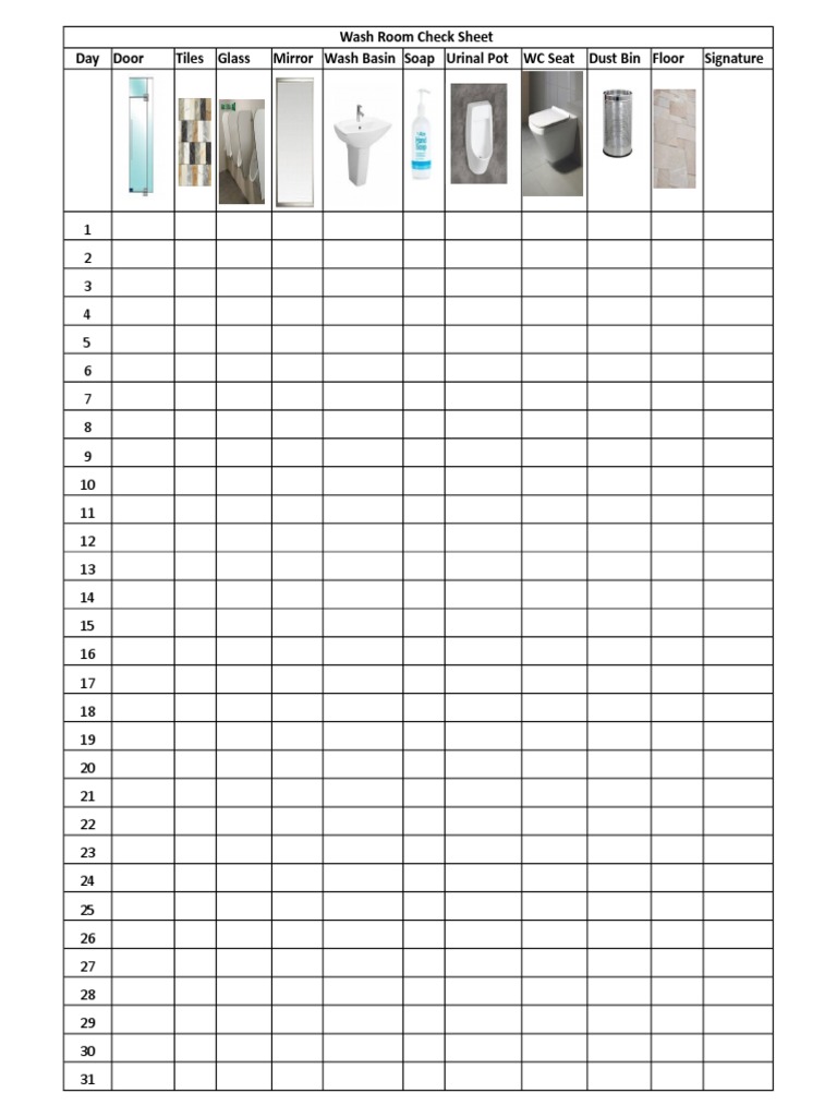 Wash Room Check Sheet Day Door Tiles Glass Mirror Wash Basin Soap ...
