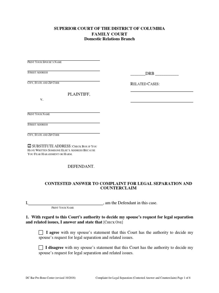 Sample Answer | PDF | Child Support | Complaint