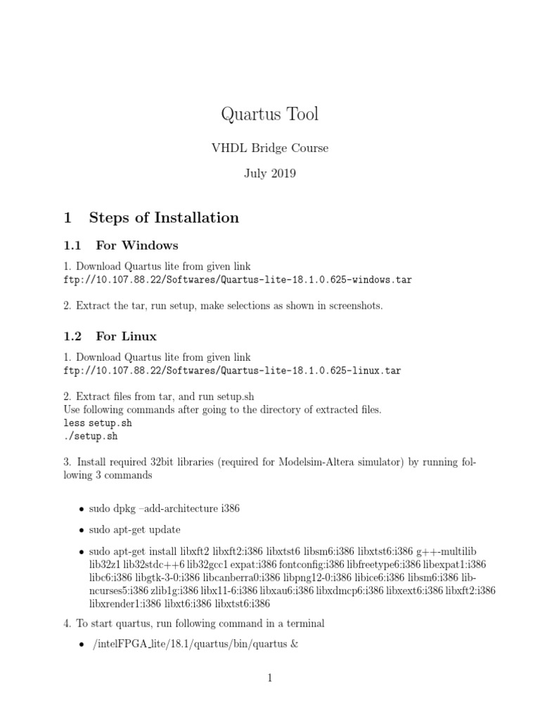 Quartus Install | PDF | Operating System Technology | Computing