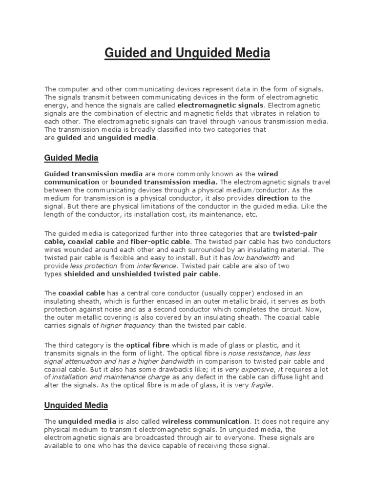 Differences Between Guided and Unguided Media | PDF | Transmission ...