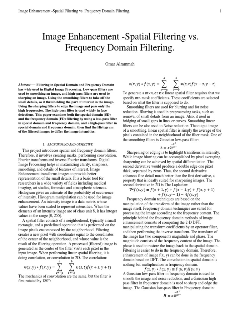 Image Enhancement - Spatial Filtering vs. | PDF | Filter (Signal Processing) | Electronic Filter