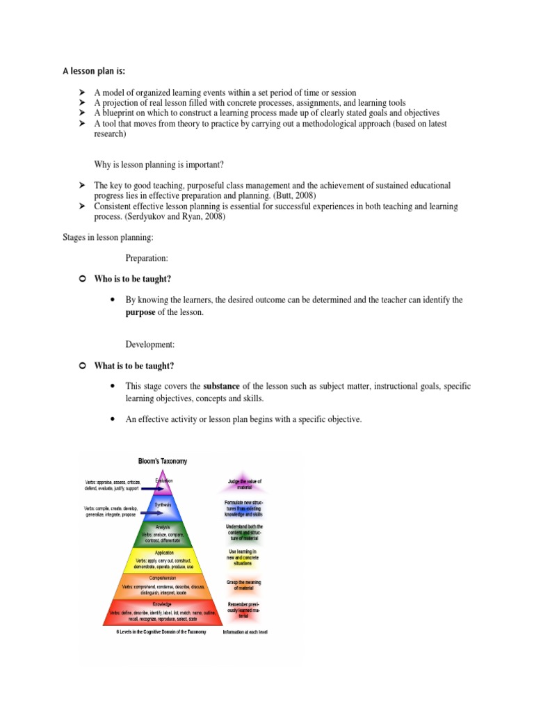 Parts of Lesson Plan | PDF | Lesson Plan | Teachers