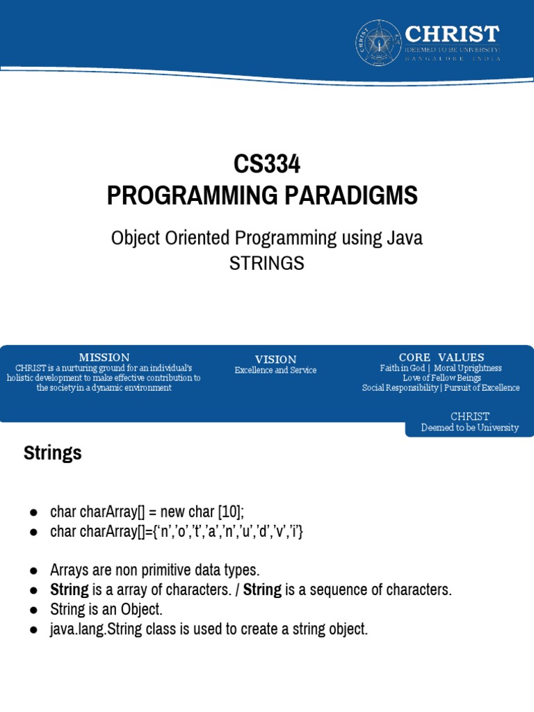 CS334 Programming Paradigms: Object Oriented Programming Using Java ... CS334 Programming Paradigms: Object Oriented Programming Using Java ...
