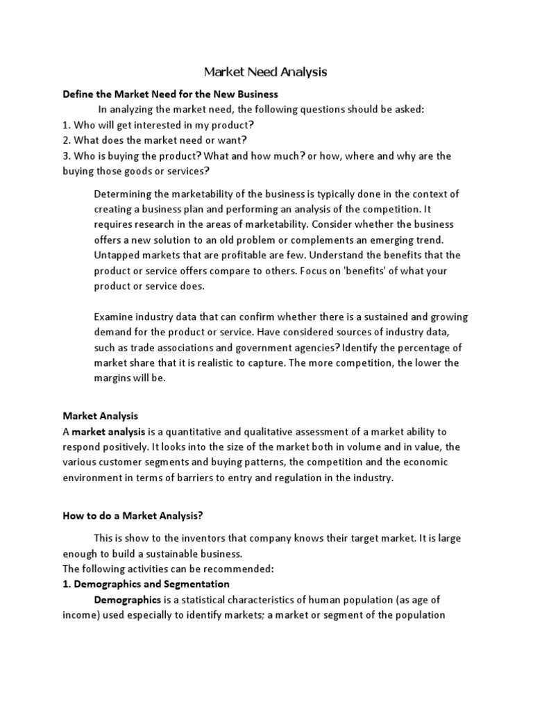 Market Need Analysis Define The Market Need For The New Business | PDF ...