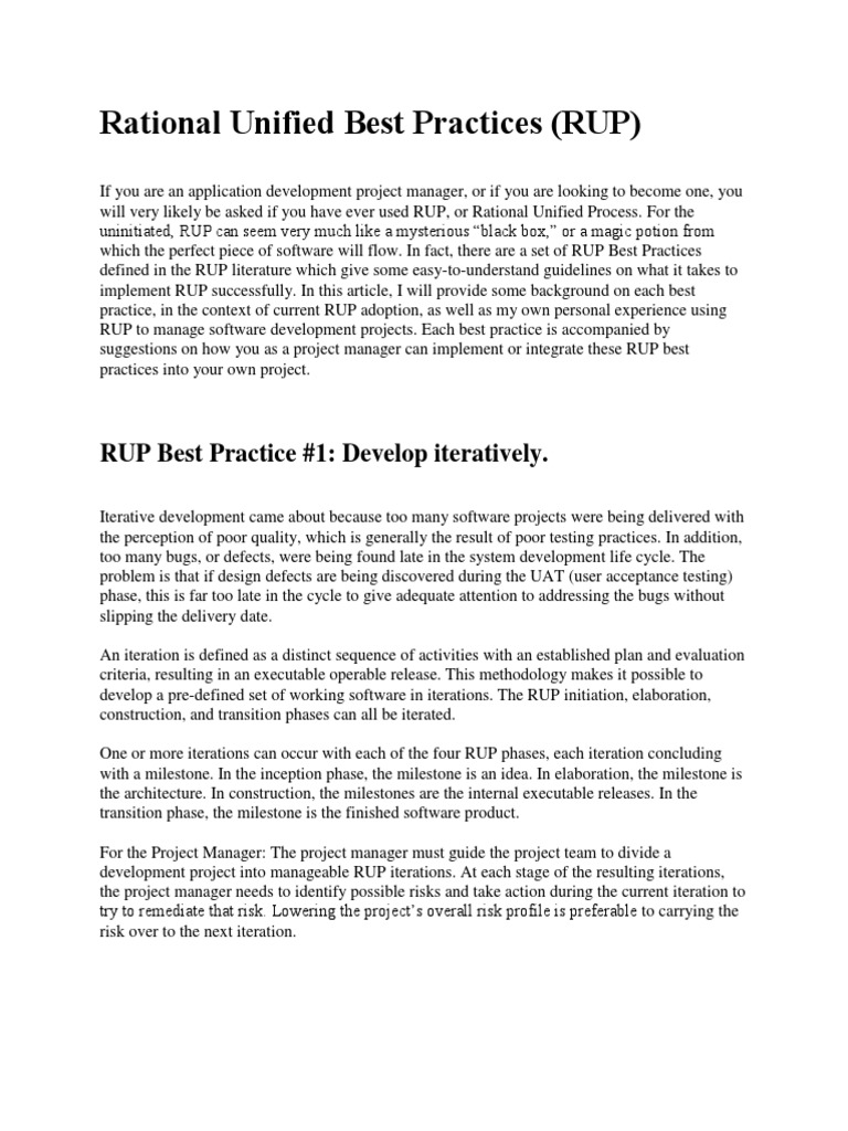 Rational Unified Best Practices | PDF | Software Development | Software ...