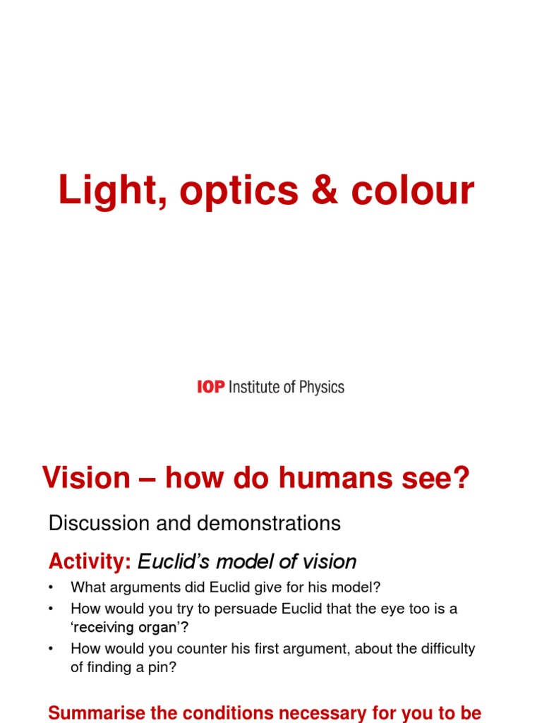 Light, Optics & Colour | PDF | Electromagnetic Spectrum | Light