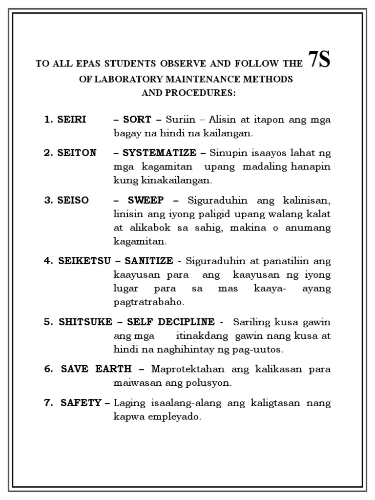 7s of Epas Laboratory | PDF