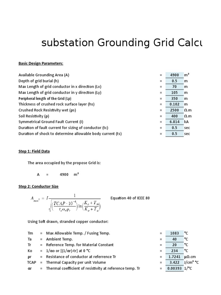 Substation Grounding Grid Calculation: Basic Design Parameters | PDF ...