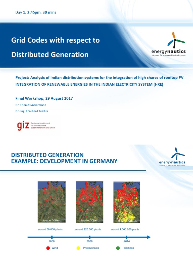 Grid Codes With Respect To Distributed Generation: Day 1, 2:45pm, 30 ...