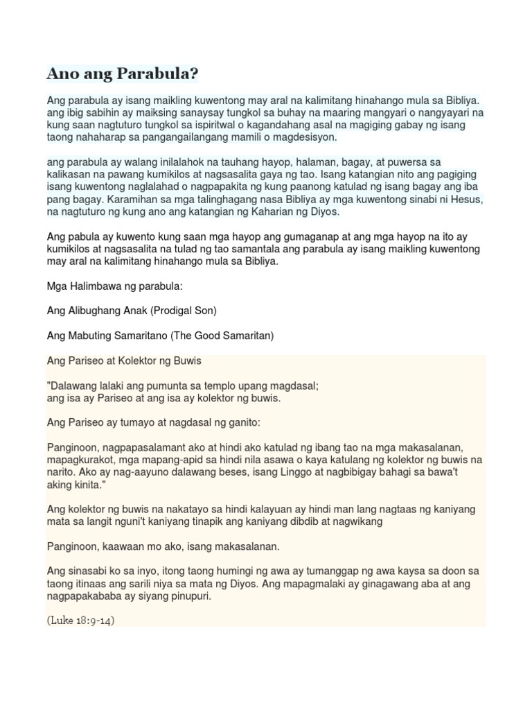 Ano Ang Parabula | PDF