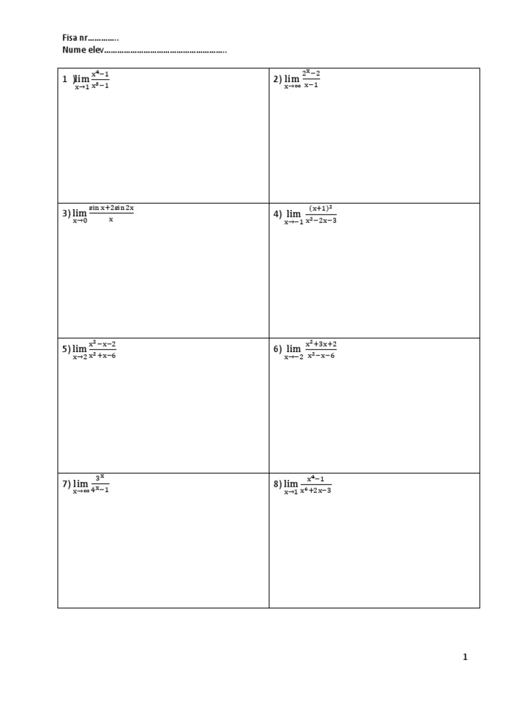 Fise BINGO - Regula Lui L'hospital | PDF