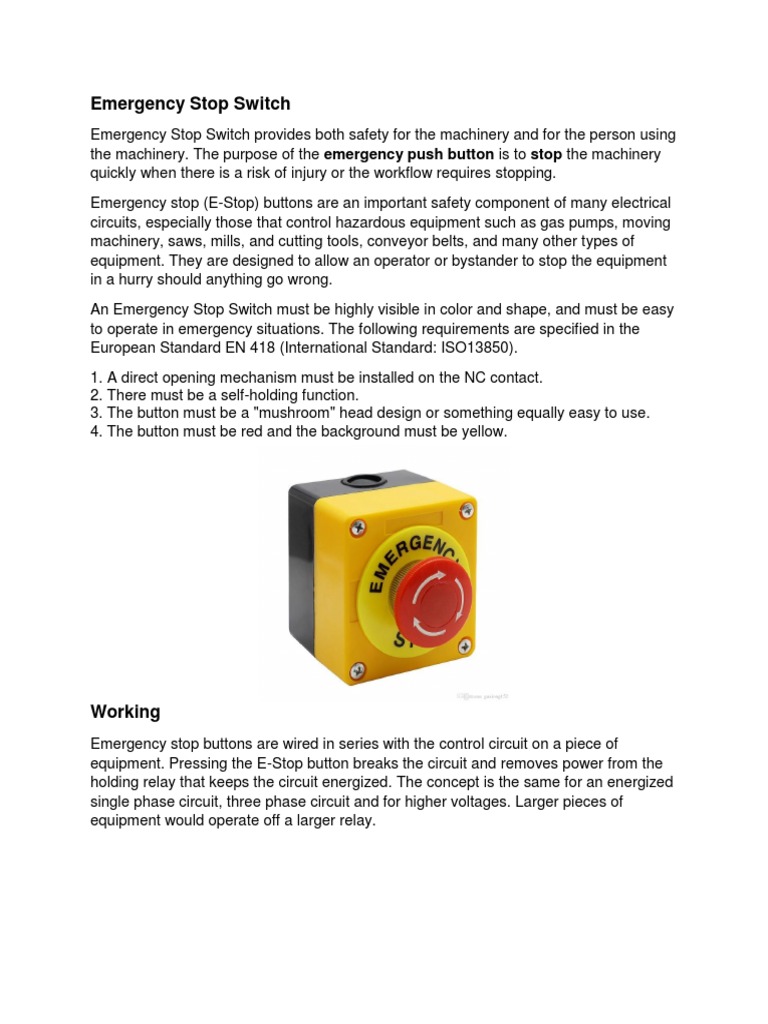 Emergency Switch | PDF | Switch | Relay