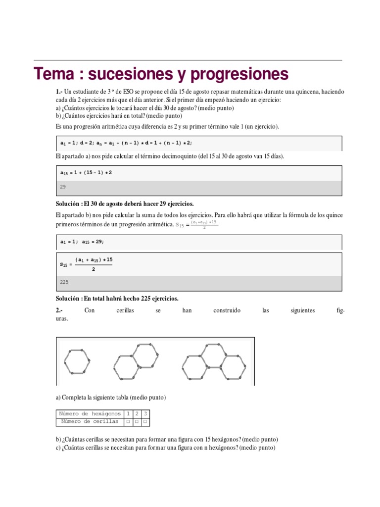 Problemas Resueltos de Sucesiones y Progresiones | PDF | Enseñanza de matemática