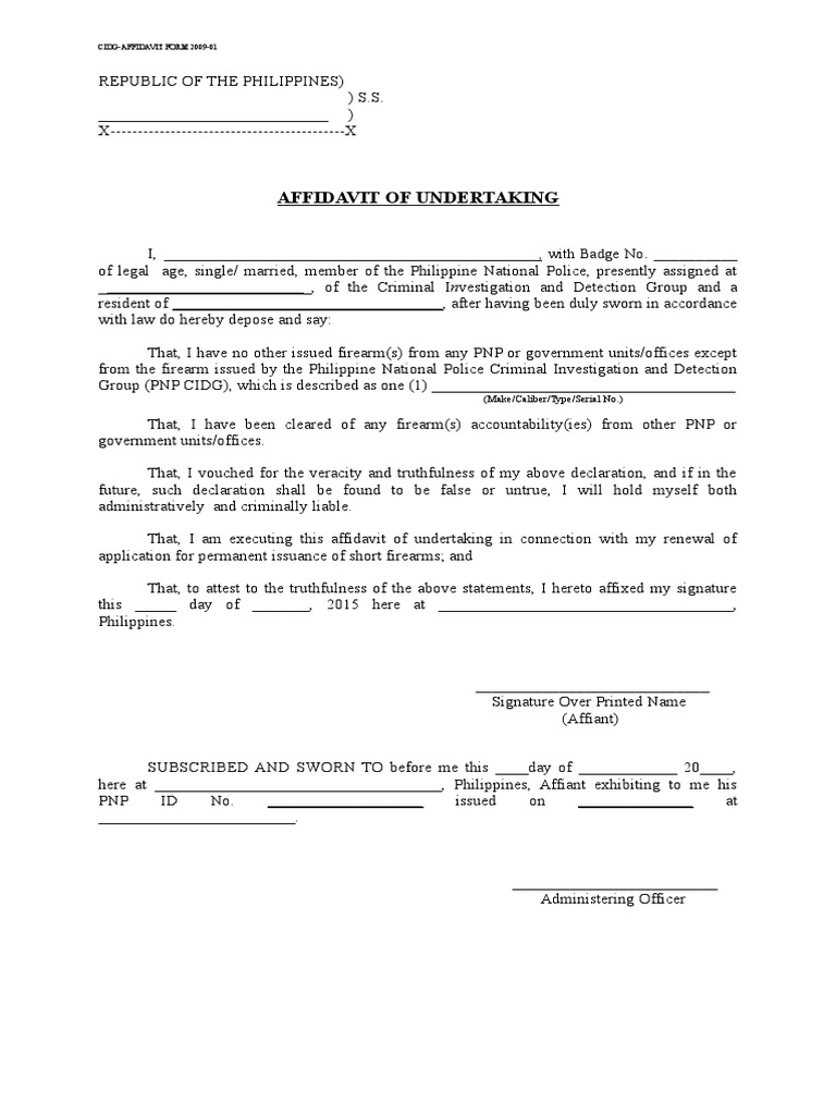 Renewal-Affidavit of Undertaking | PDF