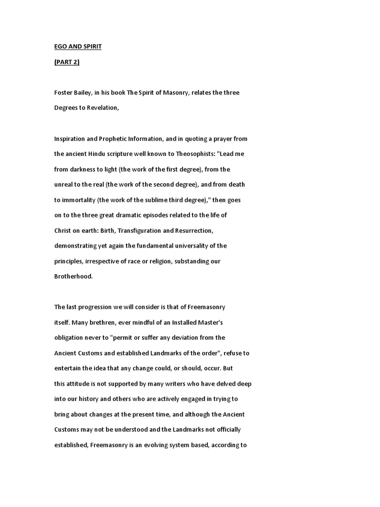 Ego & Spirit | PDF | Freemasonry | Esotericism