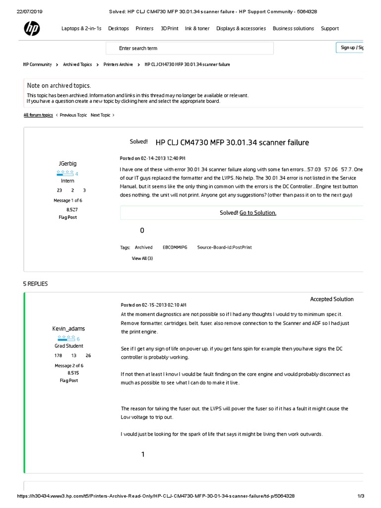 Fix scanner failure on HP CLJ CM4730 MFP | PDF | Printer (Computing ...