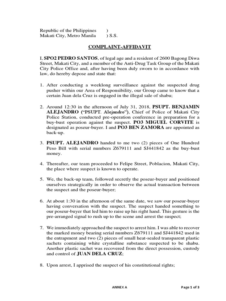 1 Complaint-Affidavit PDF | PDF | Makati | Crime & Violence