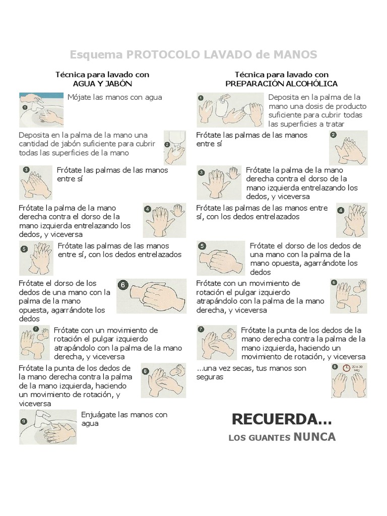 Esquema Protocolo Lavado de Manos | PDF | Lavado de manos | Higiene