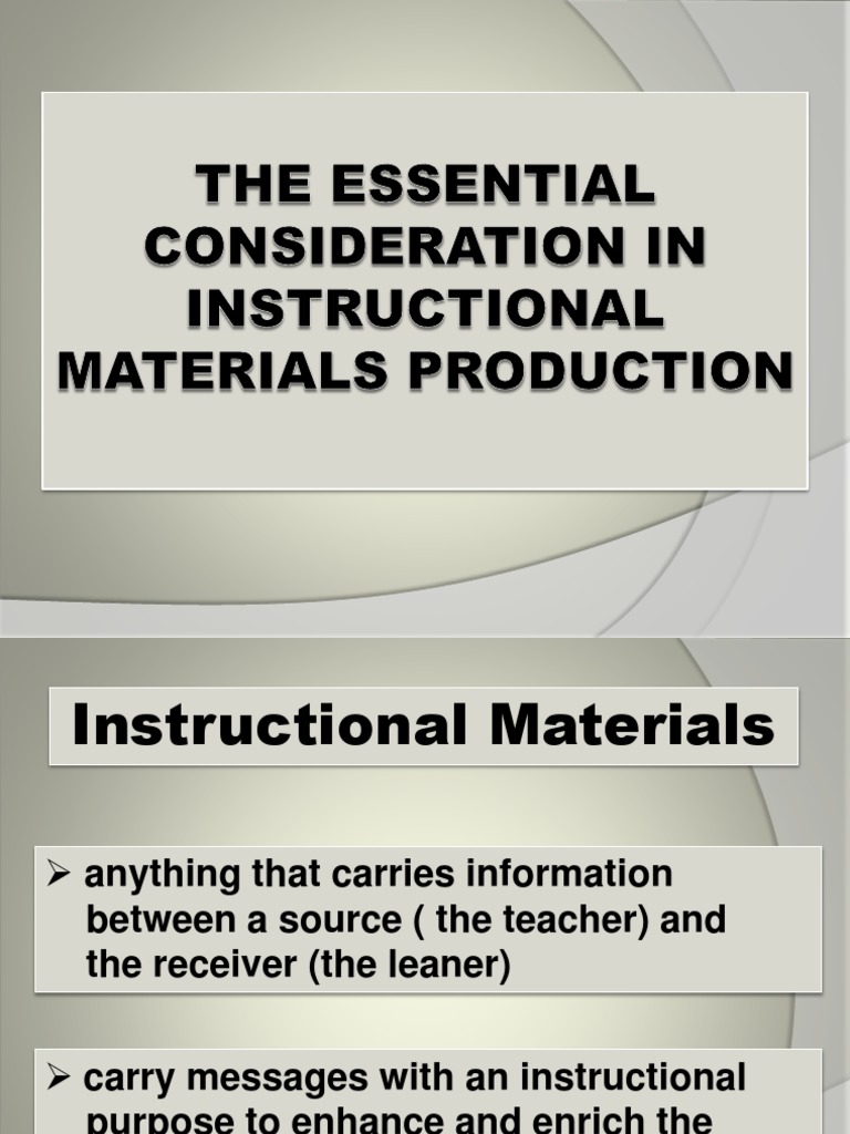 Key Considerations in Material Production | PDF | Critical Thinking ...
