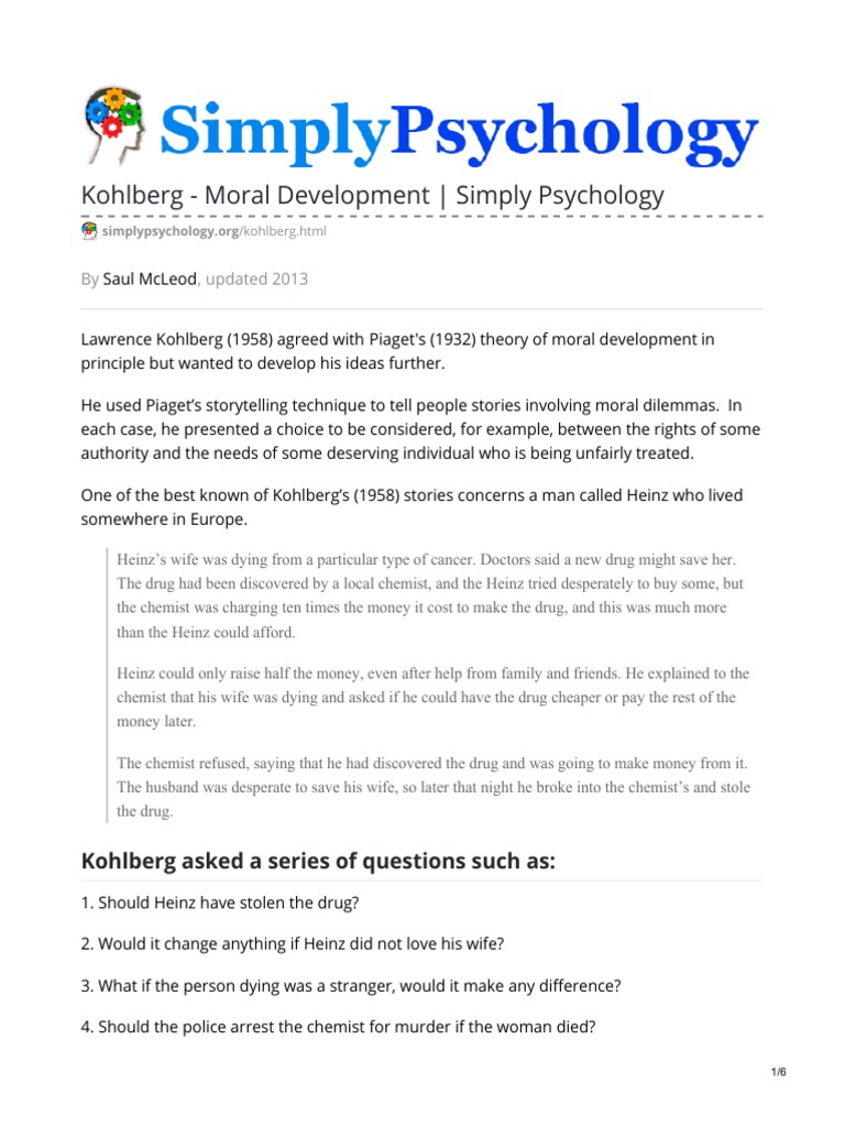 Kohlberg - Moral Development Simply Psychology | Download Free PDF ...