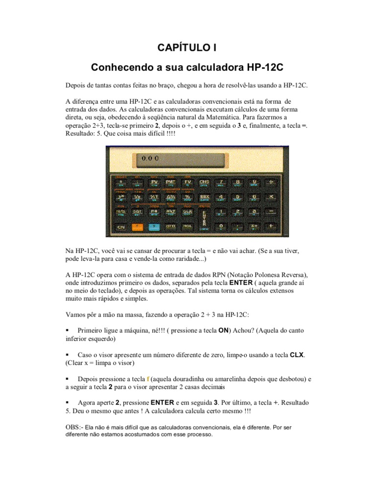 HP - 12C | PDF | Exponenciação | Ensino de Matemática