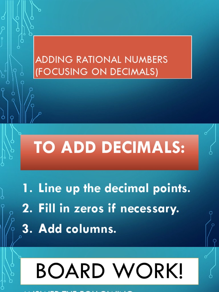 Adding Rational Numbers (Decimals) | PDF