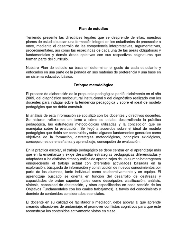 Evidencia Plan Estudios | Descargar gratis PDF | Plan de estudios | Aprendizaje